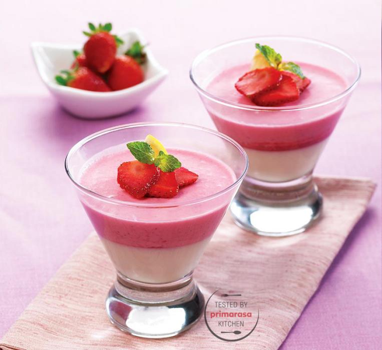 Resep Strawberry Soy Pudding