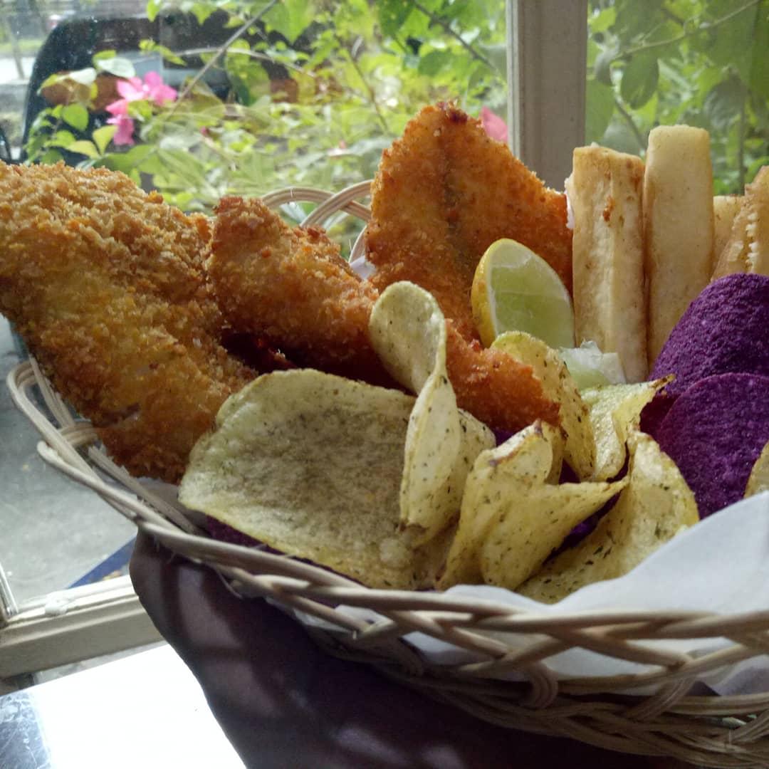 Kerapu Fish and Chips in Salt Duck Egg Sauce/ Saos Telor Asin Alabio